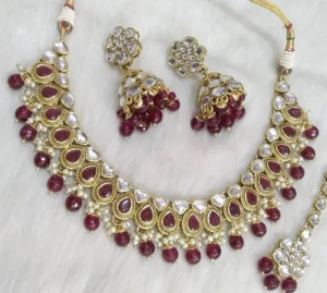 DIYA JEWELLERY Metal Gold-plated Red Jewellery Set Price in India - Buy ...