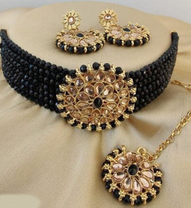 Faiza Collection Alloy Gold-plated Black Jewellery Set Price in India ...