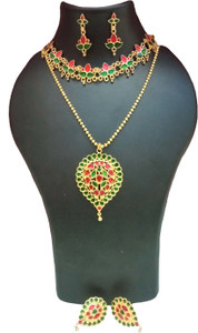 balaji gold Copper Gold-plated Red, Green Jewellery Set Price in India ...