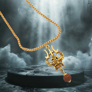 Fine Creation Most Demanded Lord Sri Shiv Trishul OM Dotted Locket ...