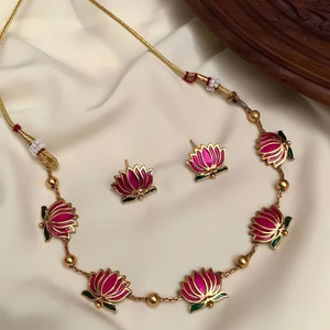 Chalala Brass Gold-plated Pink Jewellery Set Price in India - Buy ...