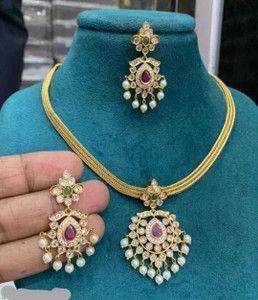 SSC SHREE SUNDHA CREATION Copper Gold-plated Multicolor Jewellery Set ...