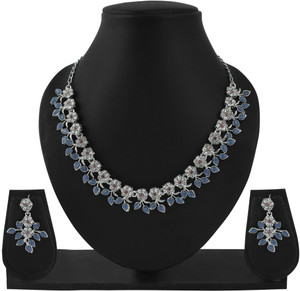 Rukma Alloy Rhodium Blue Jewellery Set Price in India - Buy Rukma Alloy ...