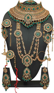 DULHAN SET Shell Gold-plated Green, Gold Jewellery Set Price in India ...