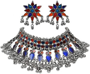 ICONIC DEEVA Oxidised Silver Multicolor Jewellery Set Price in India ...