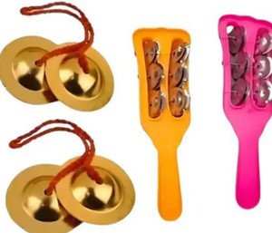 MAGA MART Khartal Hand Cymbals with 2 pair of manjeeras Traditional ...