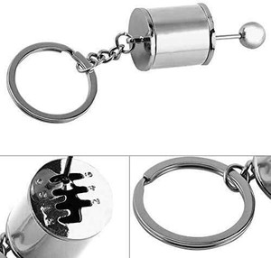 Q D Auto Gear Knob Keychain Shift Gearbox KeyRing key chain Silver Key ...