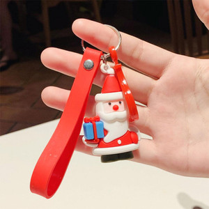 Lyla Cute Silicone Christmas Keychains Key Charms Bag Decors Santa Key ...