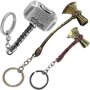 NSV Marvel Thor Hammer and Thot Stormbreaker axe Keyring Key Chain ...