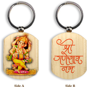 Regalocasila Shri Ganesh Natural Wood Keyring With Ganpati Bappa ...