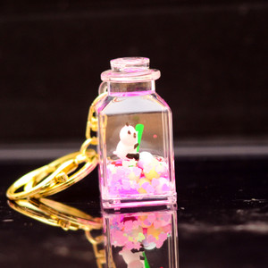 OFM Floating Panda Bliss Liquid Filled Acrylic Bottle Keychain Key ...
