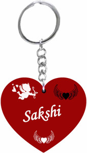 MorFex Sakshi Name Beautiful Heart Shape Arclic Wood Keychain NE44 Key ...