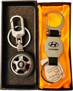 Next Gen Keychains Rotating Tyre for Hyundai Car logo combo set ...