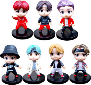 KARBD BTS Characters Action Figures 3D PVC Collectibles Key Ring Set of ...