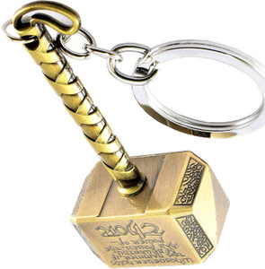 UNIQUE WORLD Marvel Superhero Thor Hammer Gold Metal Key-chain Premium ...