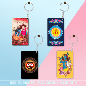 Rekhm Shree Radha Krishna Ji Photo Printed Keychain Set of-4 indian ...