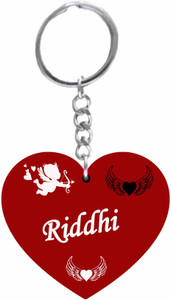 MorFex Riddhi Name Beautiful Heart Shape Arclic Wood Keychain NE257 Key ...