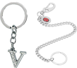 Newview Alphabet V Letter & Chain Challa Locking Key Chain Key ring Key ...