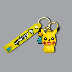 Bhvya Creation Pikachu 3D Rubber Keychain with Band | Cute Anime ...