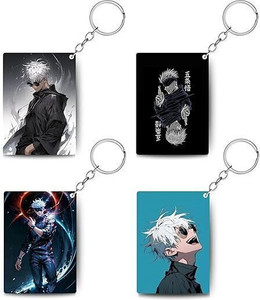 Gifting Domus Anime Keychains - Satoru Gojo | Combo of 4 Wooden Key ...