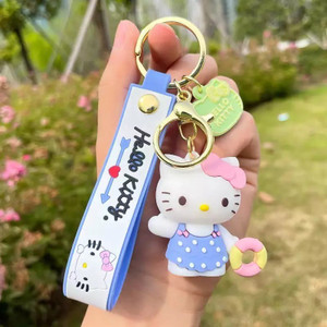 KYOP Cute 3D Hello Kitty Keychain For Girls & Boys(Blue) Key Chain ...