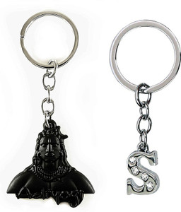 Newview S Alphabet Lord Shiva Adiyogi Mahadev Black Metal Keychain Key ...