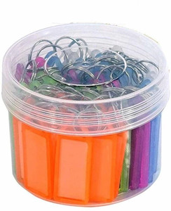 Sansuka 50 - Multicolor Keyring & Keychain with Name Tag Labels Two ...