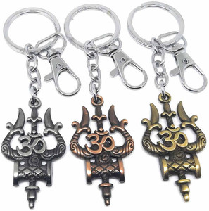 Aura 3 Pcs Shiva Mahadev Trishul Keychain For Bike Car House Key Men ...