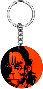 AFH Lord Angry Hanuman Orange Wooden keychain for Men and Women Key ...
