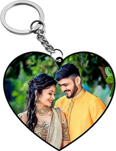 SARA Personalized Photo Printed Heart Shaped Keychain (Both sides) Key ...