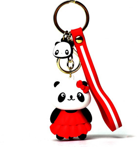 Daiyamondo Female Chubby Red Dress Panda 3D keychain With Long Silicon ...