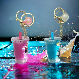 VSS Fancy Water Glitter cute Glass Sipper design keychain for girls and ...
