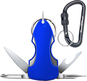 StealODeal 50MM Screw Locking D Shape with Blue Multi-Tool Key Chain ...