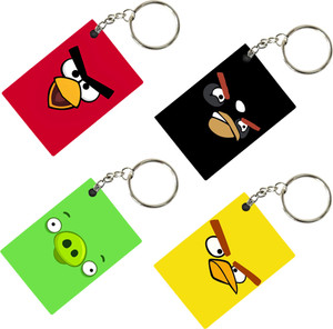 Bj Store Angry Birds Printed (Set of 4) Keychains For Bike, Scooty, Car ...