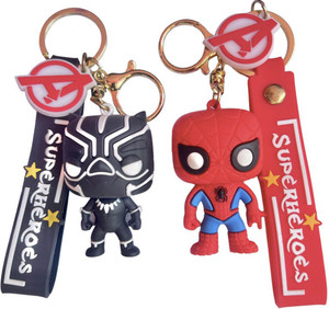 NSV Spider Man and Wakanda Black Panther Avengers Superhero Keychain ...