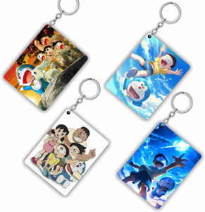 GROOFIEZ Premium (Pack of 4) Doraemon cartoon Printed Keychain For Bike ...