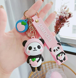 KCS panda 3d attractive Design Keychain for Car Bike Home Keys (pink ...