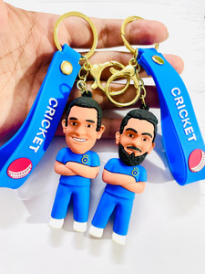 GKM Cricket Virat Kohli jersey no 18 & MS Dhoni no 7 3D pvc keychain ...