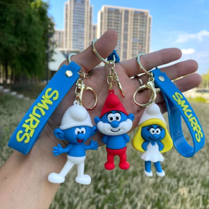 Mubco The Smurfs Family 3D Keychain| Strap Charm & Hook | PVC Cartoon ...