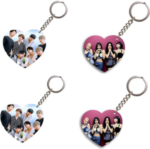Convay BTS Gang Photo Pink Heart Shape set 4 Key Chain Price in India ...
