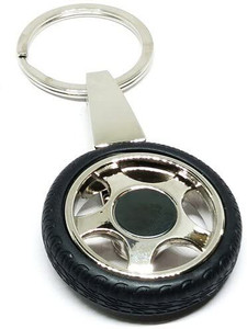 n v p Silver Metal Tyre Shaped KeyChain Spinning Tyar Rotary Wheel key ...