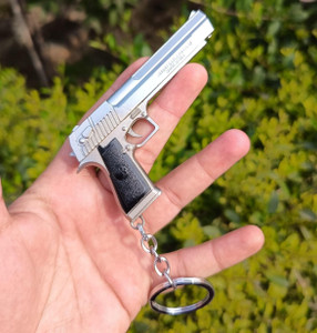 OFM Silver Tactical Defender Metal Gun Keychain with Holster Key Chain ...