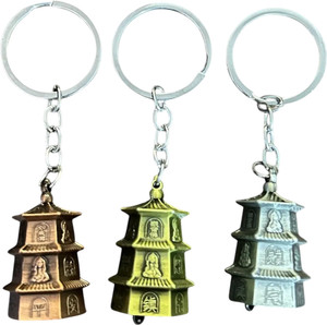 WHITE POPCORN Pack of 3 Buddhism Prayer Wheel Shaped Metal keychain Key ...