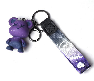 Daiyamondo Teddy Keychain With Big Ribbon Purple Teddy With X Eye Teddy ...