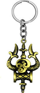 AFH Trishul Damaru Tamil Om Lord Shiva Religious Symbol Bronze Keychain ...