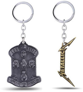 WorldForU Rock band music Guns N Roses + Metallica Keychain, 2 Pcs Set ...