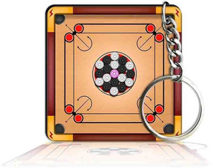 Party Gift Printed Square Keyring Keychain D - Carrom Board Set Key ...