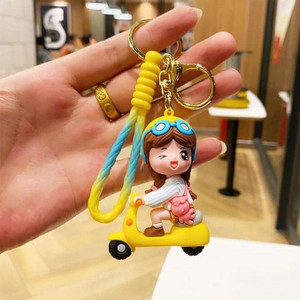 ZimniasO Cute 3D Cartoon Design Scooty Girl Keychains with Strap Charm ...