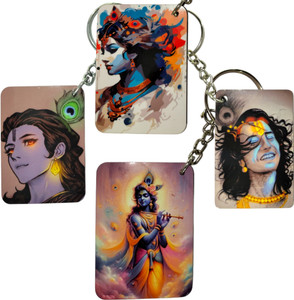 Prakriti Quest krishna keychain(Pack of 4) Printed Keychain For Bike ...