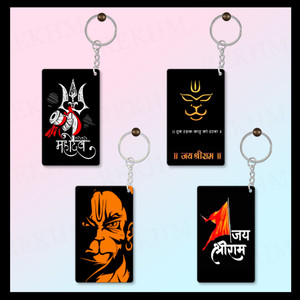 Rekhm Jai Shree Ram Jai Mahakal & Shree Hanuman Ji Printed Keychain Set ...
